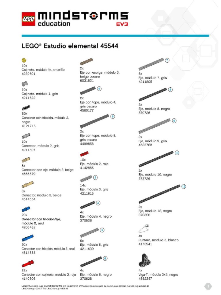 Nombre de Piezas Lego Ev3 | PDF