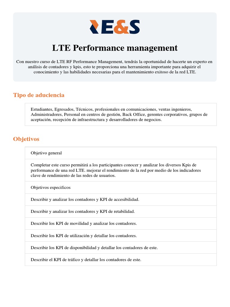 LTE Performance Management | PDF | Lte (Telecomunicaciones) | Edad de información