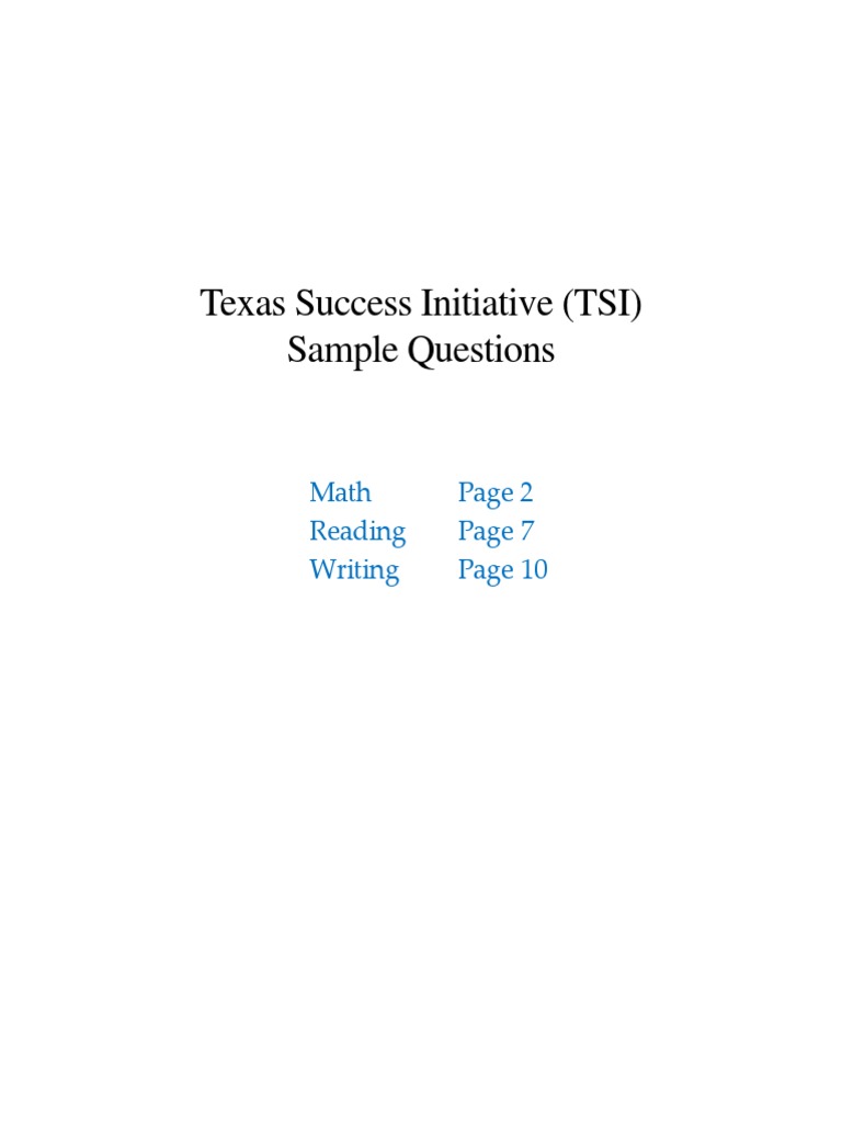 Tsi Assessment Sample Questions Finalpdf | PDF | Grammatical Number ...