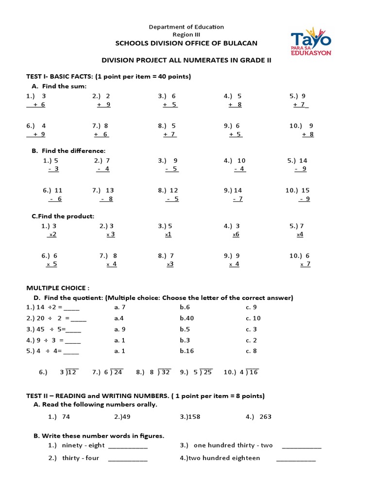 Schools Division Office of Bulacan Division Project All Numerates in ...