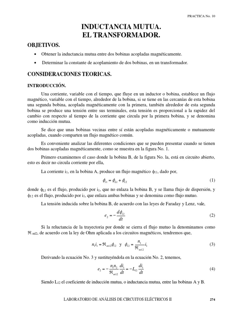 P10 Inductancia Mutua El Transformador | PDF | Transformador | Inductor
