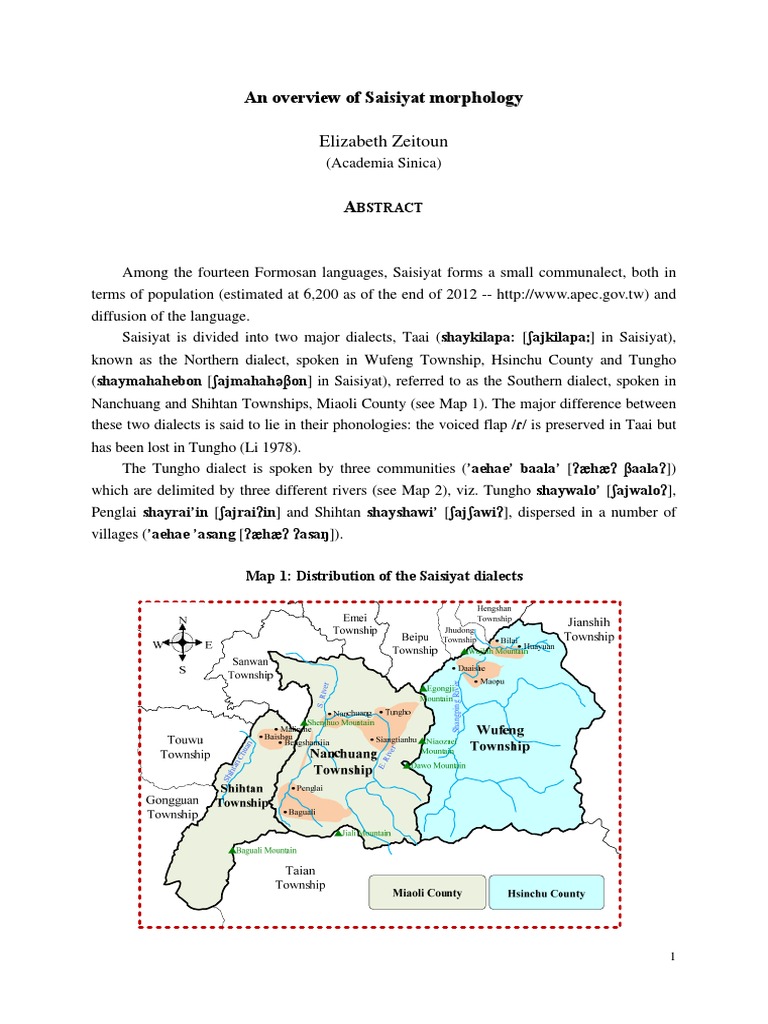 An Overview of Saisiyat Morphology: Elizabeth Zeitoun | PDF | Languages ...