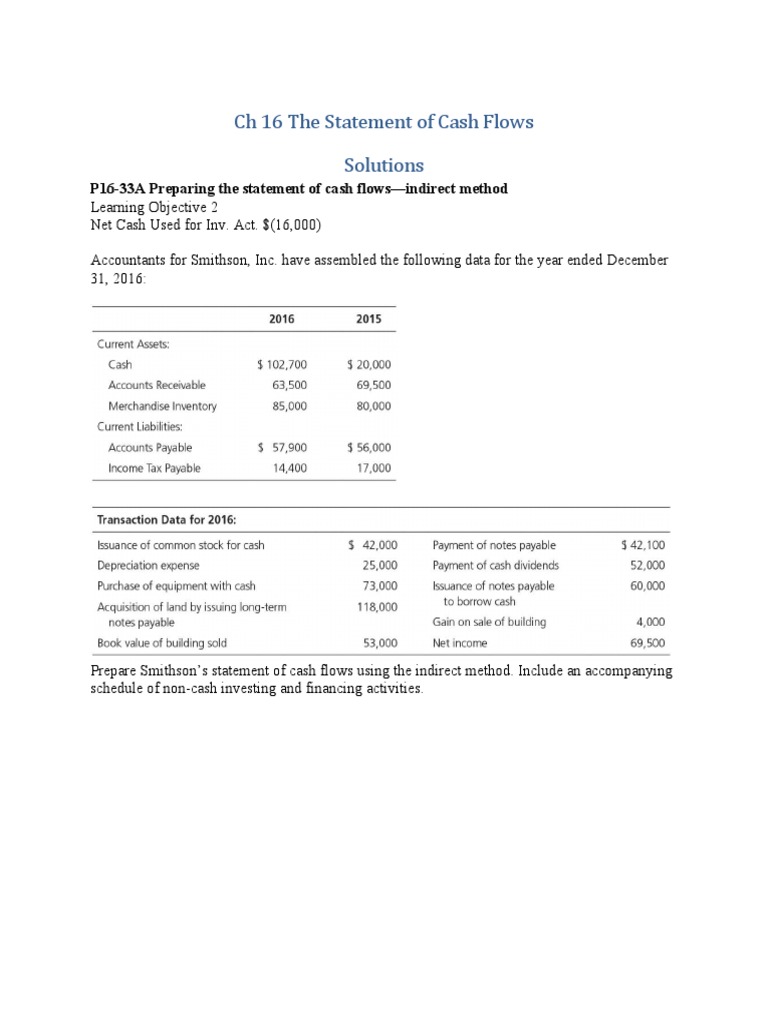 CH 16 Practice Solutions | PDF | Cash Flow Statement | Free Cash Flow