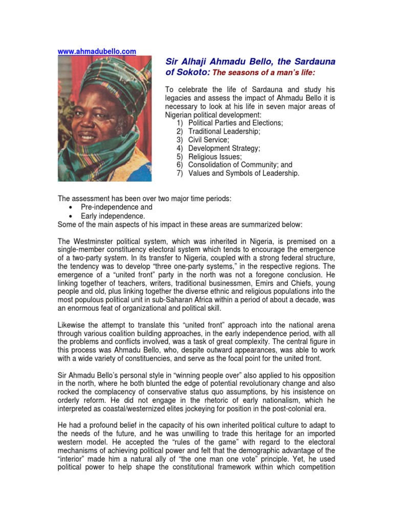 Ahmadu Bello - The Book PDF | PDF | Nigeria