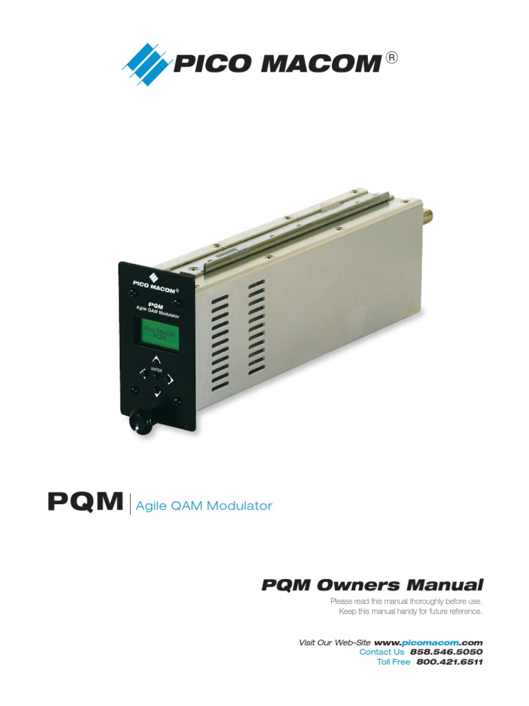 Pico Macom: PQM Owners Manual | PDF | Menu (Computing) | Ac Power Plugs ...