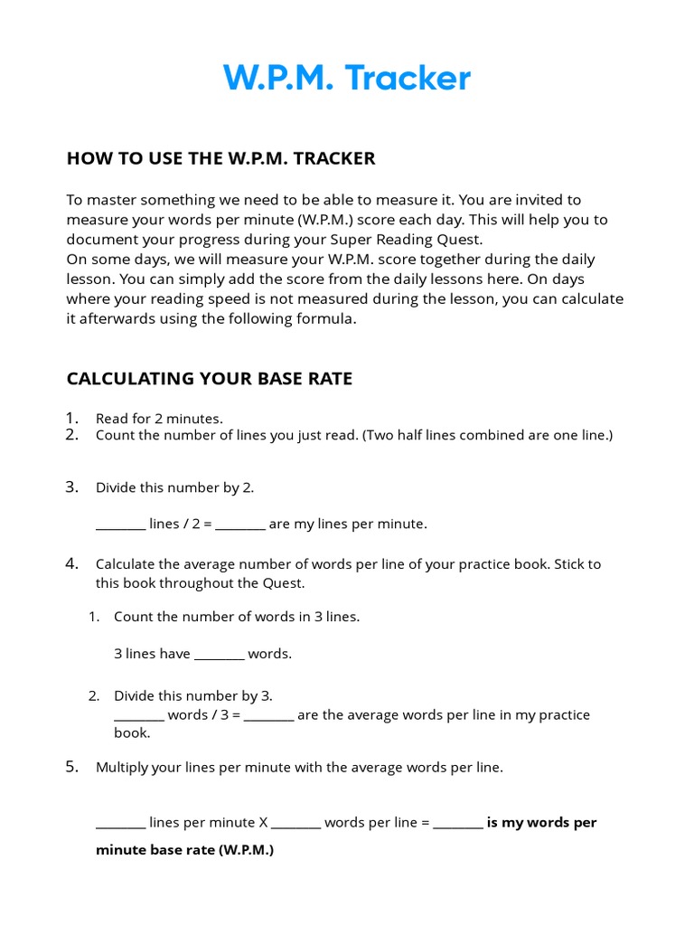 How To Use The W.P.M. Tracker | PDF