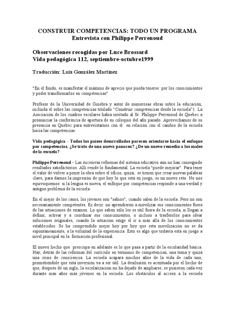 Perrenoud Entrevista | PDF | Conocimiento | Evaluación