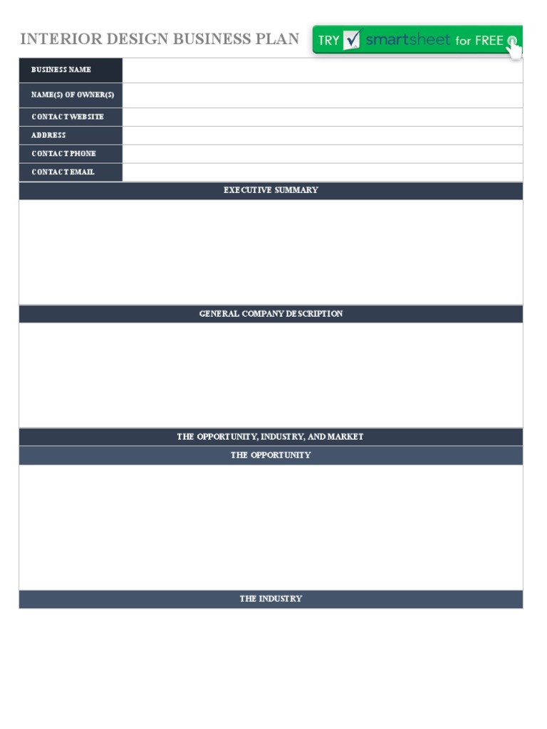 Interior Design Business Plan Template | PDF | Business Model | Marketing