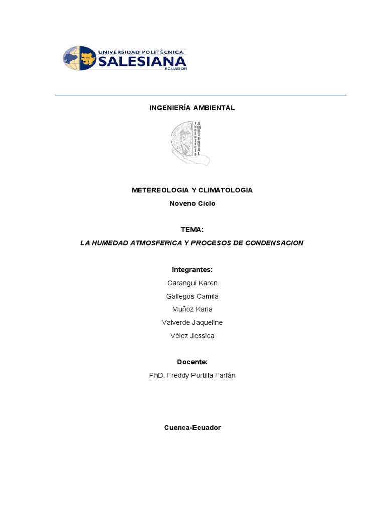 Humedad Atmosférica y Condensación | PDF | Humedad | Herida