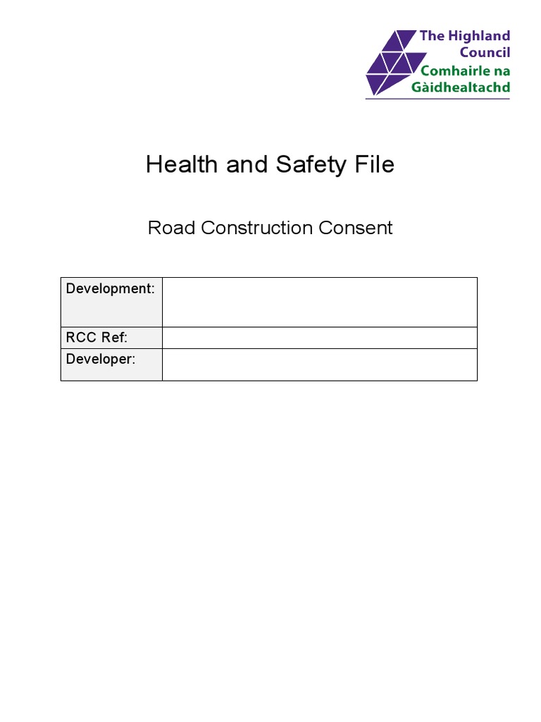 Health and Safety File: Road Construction Consent | PDF | Occupational ...