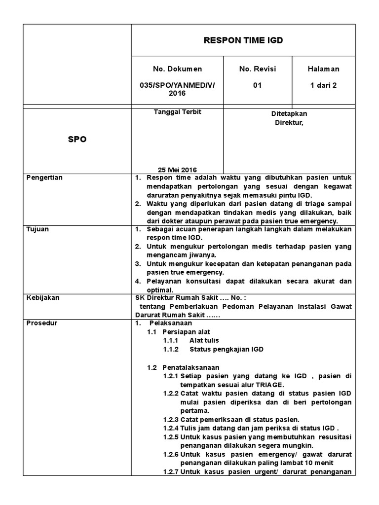 Respon Time Triage IGD untuk True Emergency | PDF