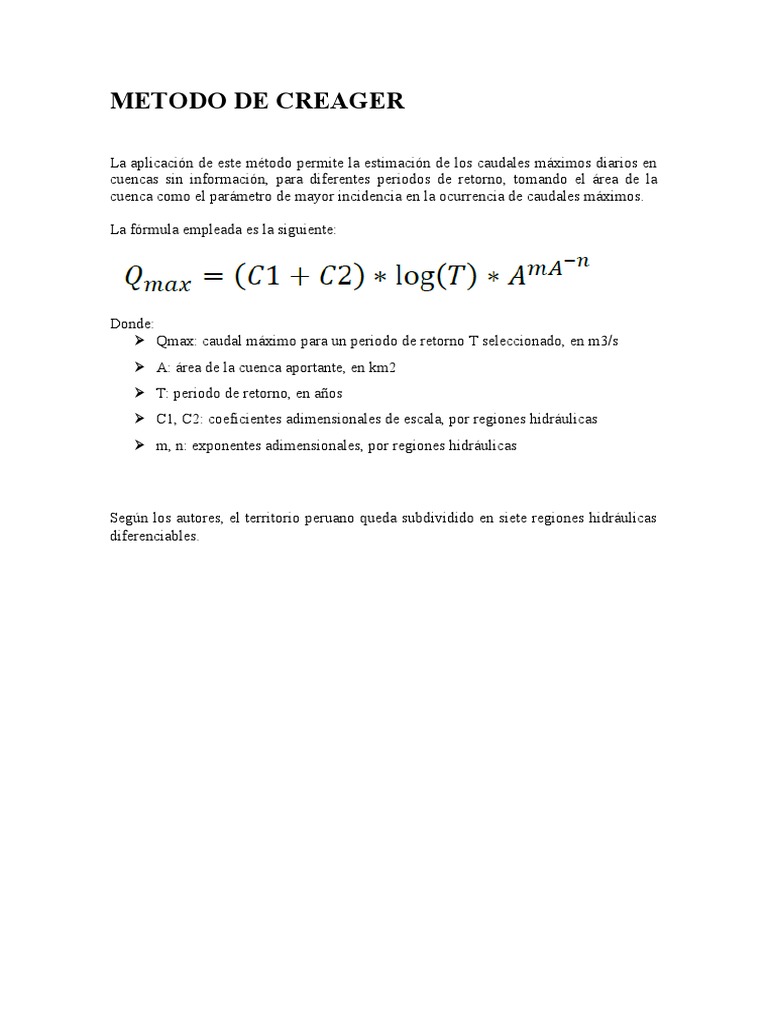 Estimación de Caudales con Método Creager | PDF | Tecnología