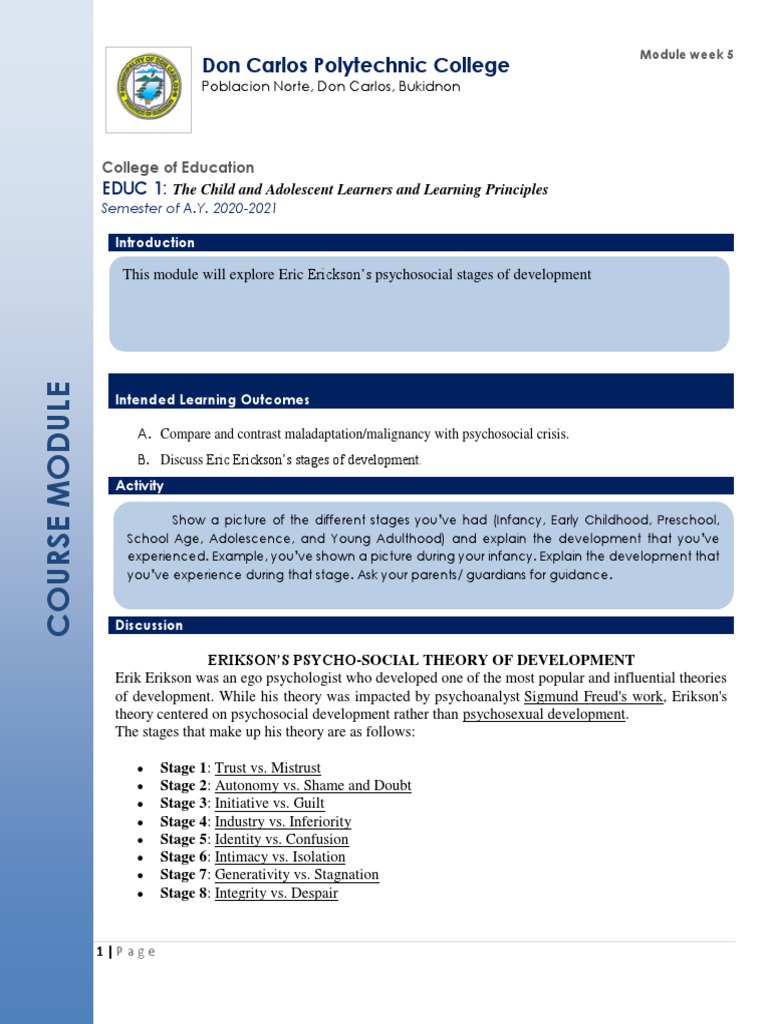 Course-Module - Educ 1 Week 5 | PDF | Identity (Social Science) | Morality