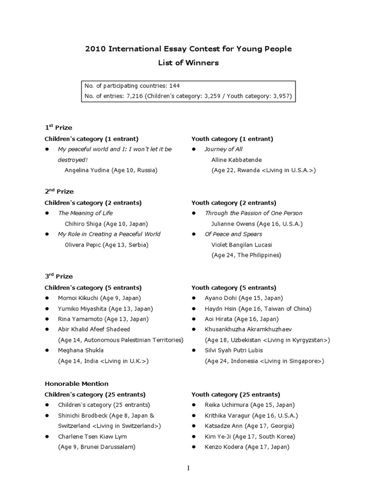 2010 International Essay Contest Winners | PDF | Hutu