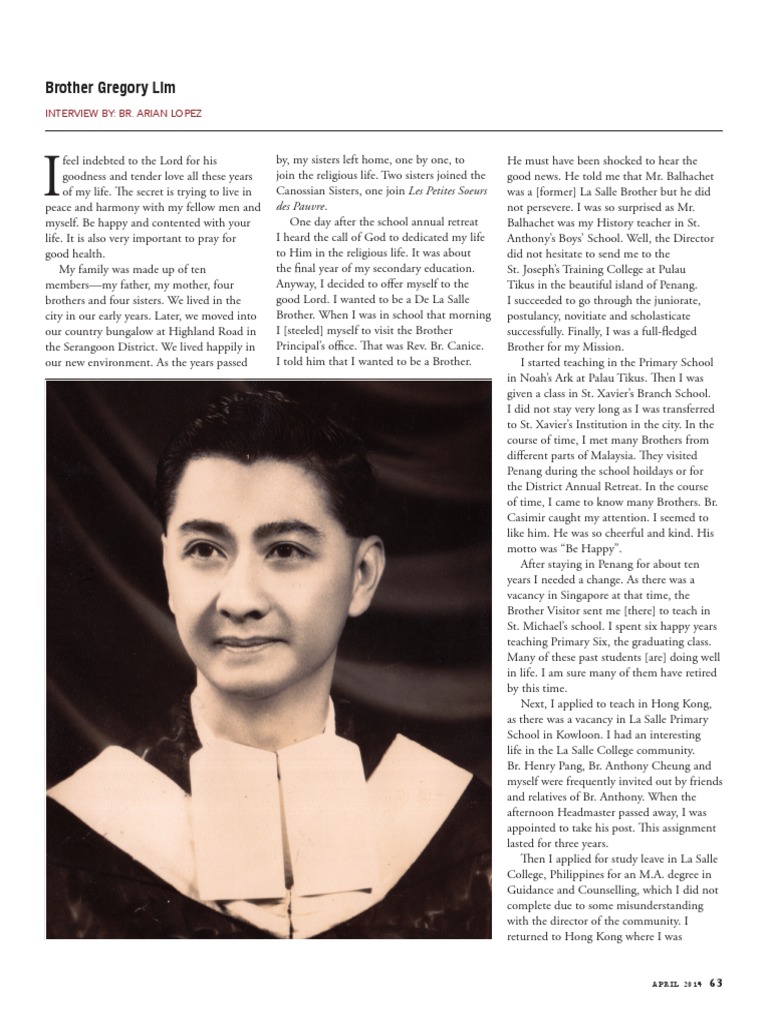 BR Gregory Lim FSC - Twentyeleven Magazine 1 | PDF | Religious Education