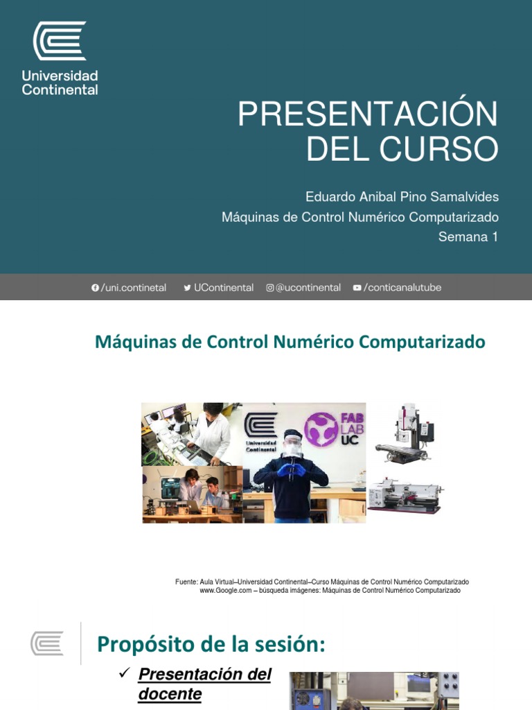Sem1-S1-Maq CNC-Presentacion Del Curso | PDF | Control numerico | Informática