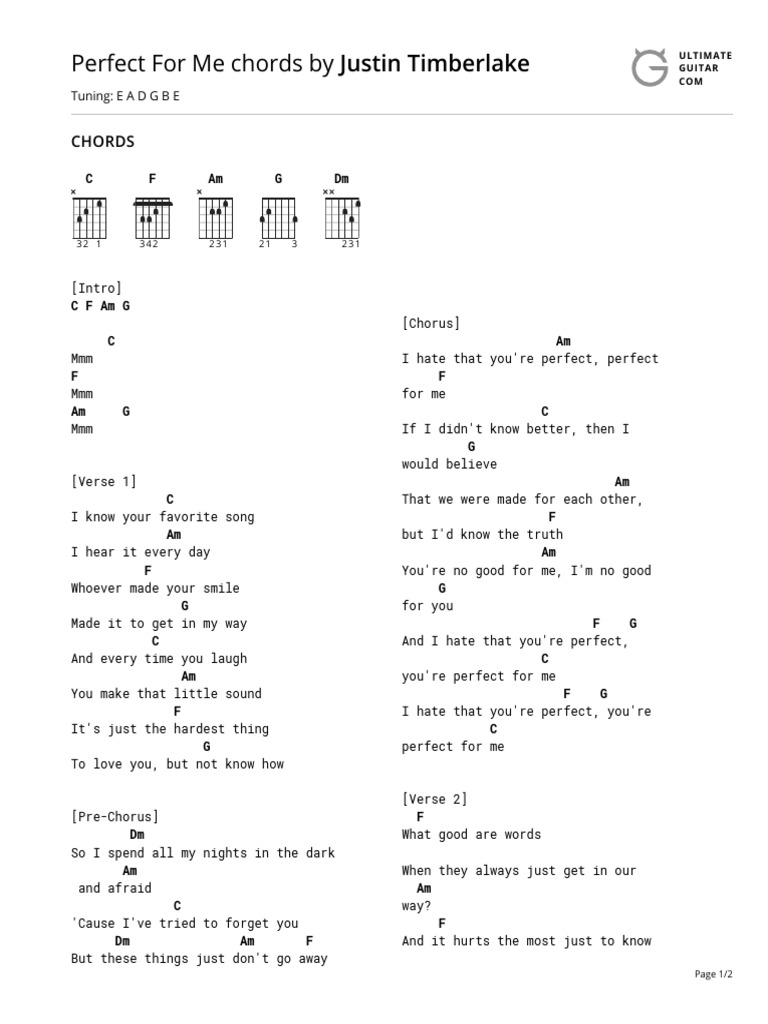 Perfect For Me Chords by Justin Timberlake | PDF | Song Structure ...