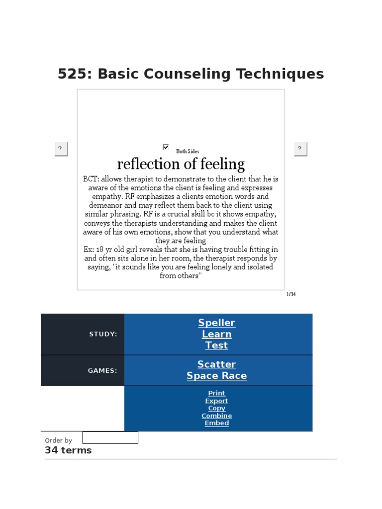 Reflection of Feelings in Counseling | PDF | Psychotherapy | Thought