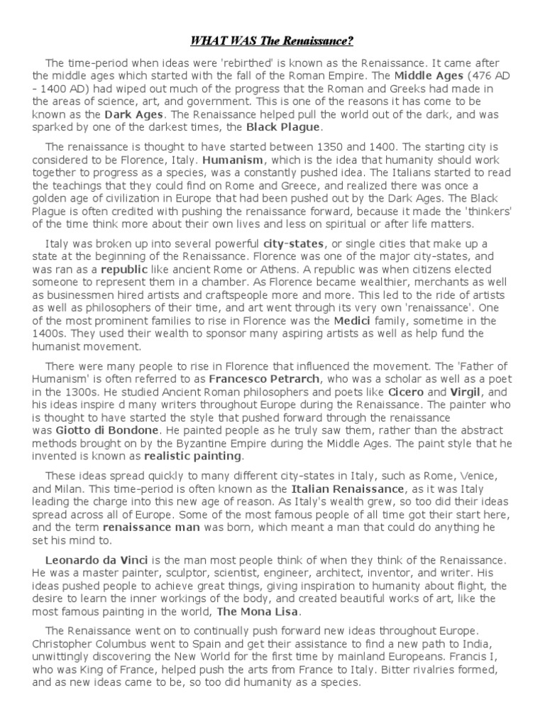 The Renaissance Review Reading | PDF | Renaissance | Italy