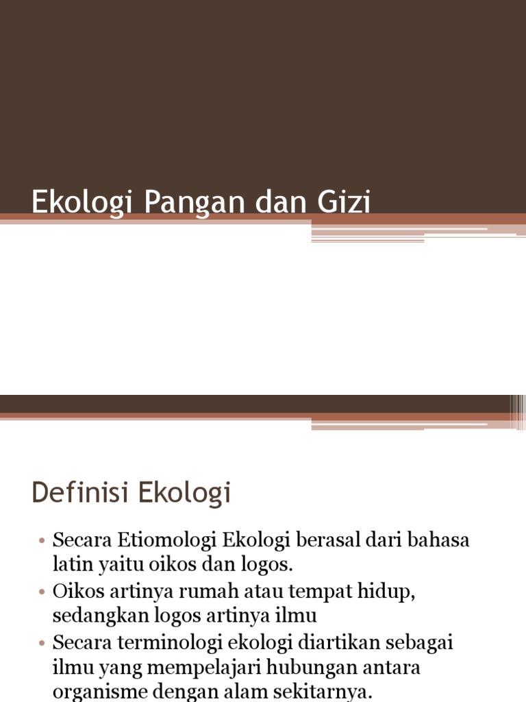 Ekologi Pangan Dan Gizi | PDF