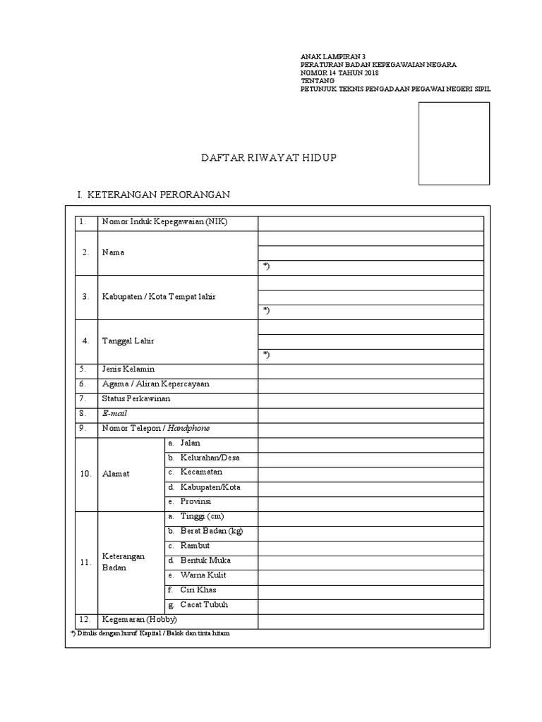 B4 - 4 - Format DRH Untuk Pemberkasan | PDF
