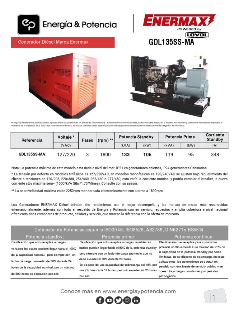 Manual Generador de Energia-Gdl135ss-M Enermax | PDF | Generador eléctrico | Turbocompresor