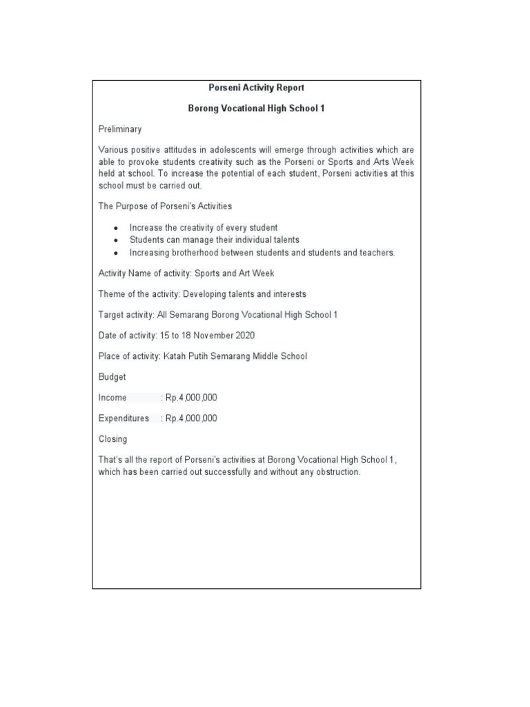 Contoh Short Report | PDF