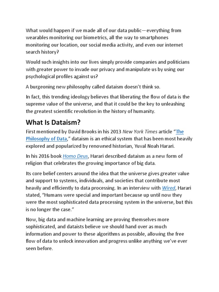 What Is Dataism?: The Philosophy of Data | PDF