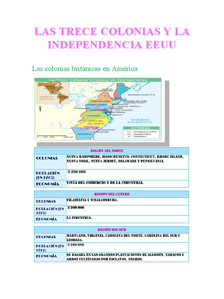 Las Trece Colonias y La Independencia Eeuu | PDF | Trece colonias ...