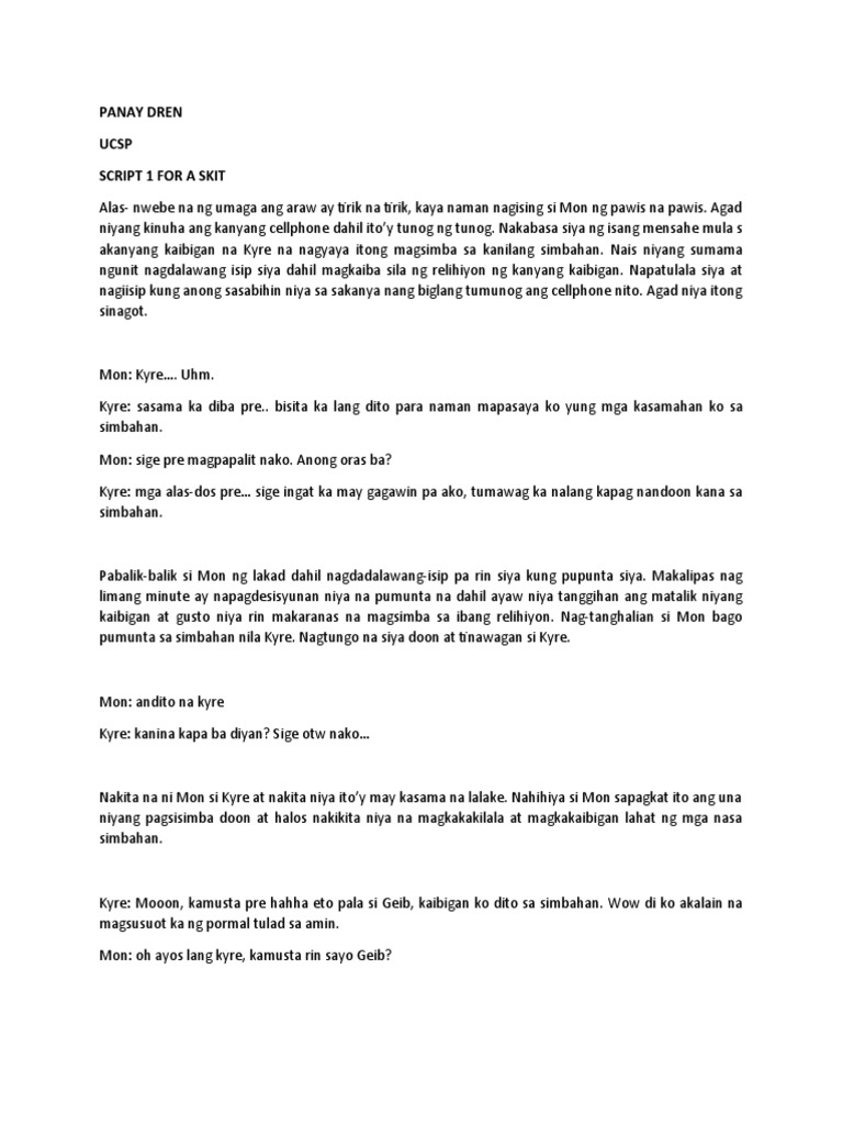 Script For A Skit | PDF