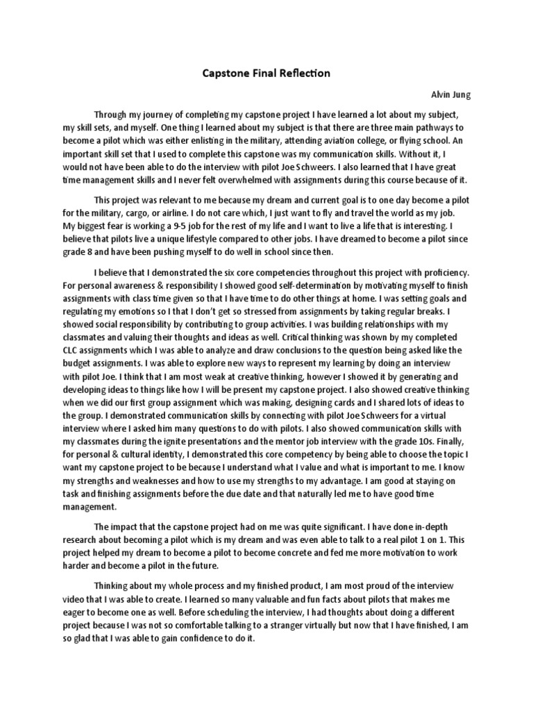 Capstone Final Reflection | PDF | Interview | Job Interview
