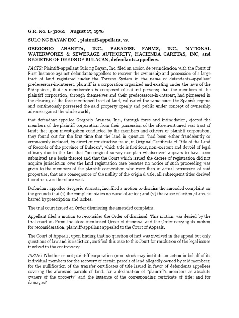 MARK Sulo NG Bayan Vs Araneta | PDF | Cause Of Action | Complaint