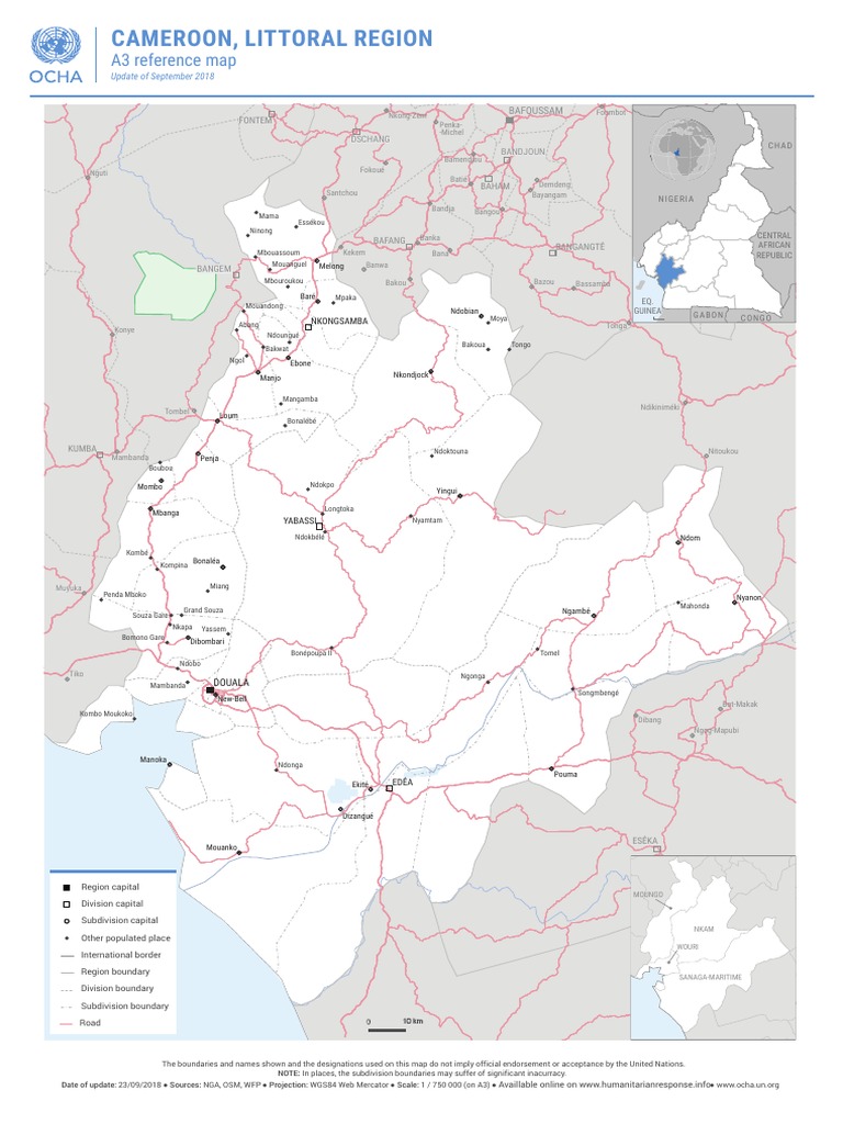 Cameroon, Littoral Region: A3 Reference Map | PDF | Map | Geographic ...