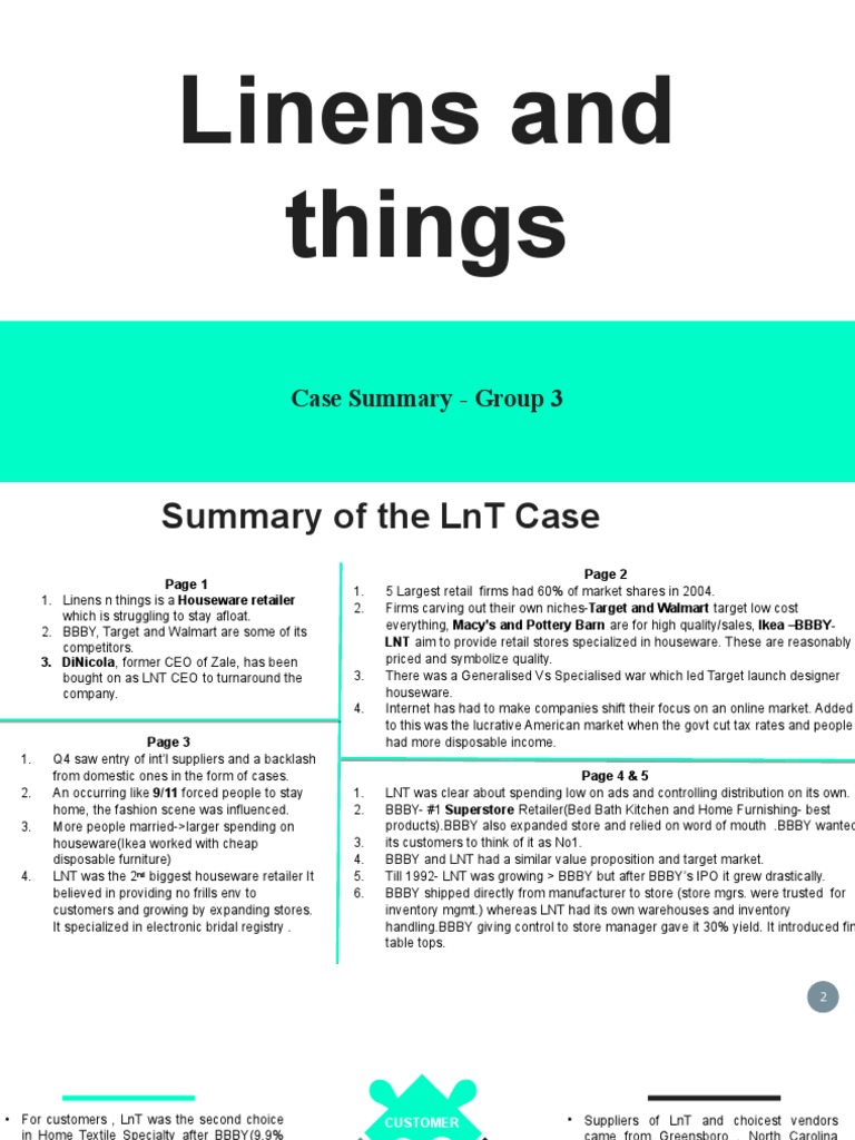 Linens and Things: Case Summary - Group 3 | PDF | Retail | Walmart