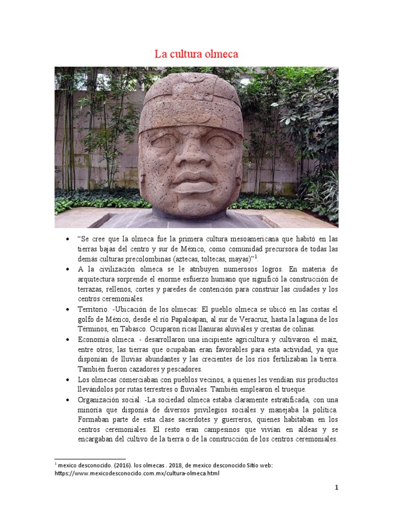 La Civilización Olmeca: Cultura y Aportes | PDF | Mesoamérica | Cultura ...