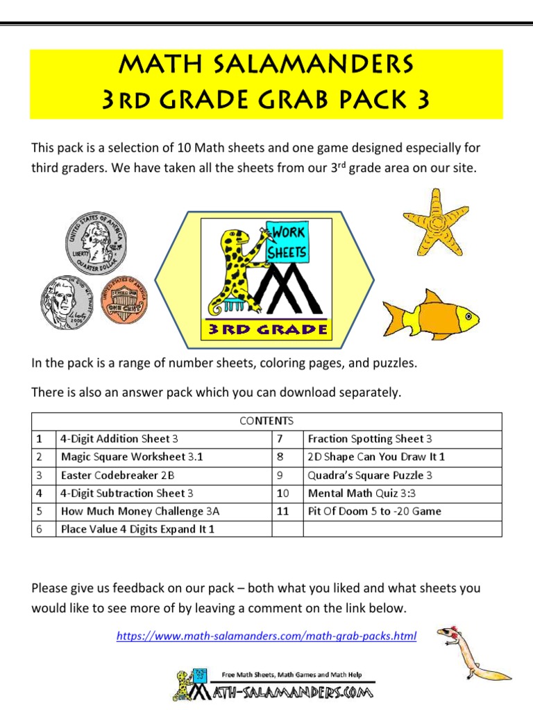 3rd Grade Math Grab Pack 3 PDF | PDF | Geometry | Teaching Mathematics