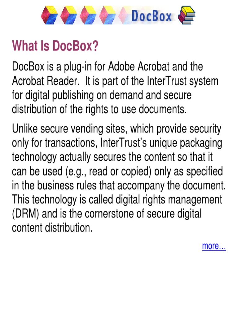 What Is Docbox?: More | PDF | Digital Rights Management | Backup