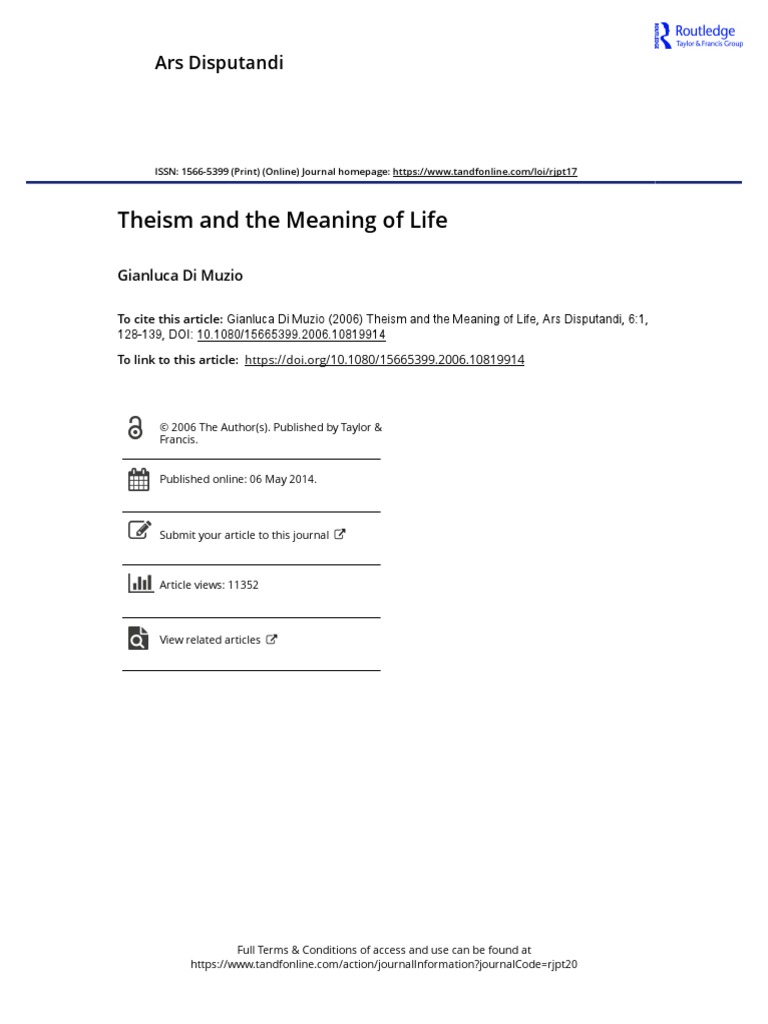 Theism and The Meaning of Life | PDF | Meaning Of Life | Theism