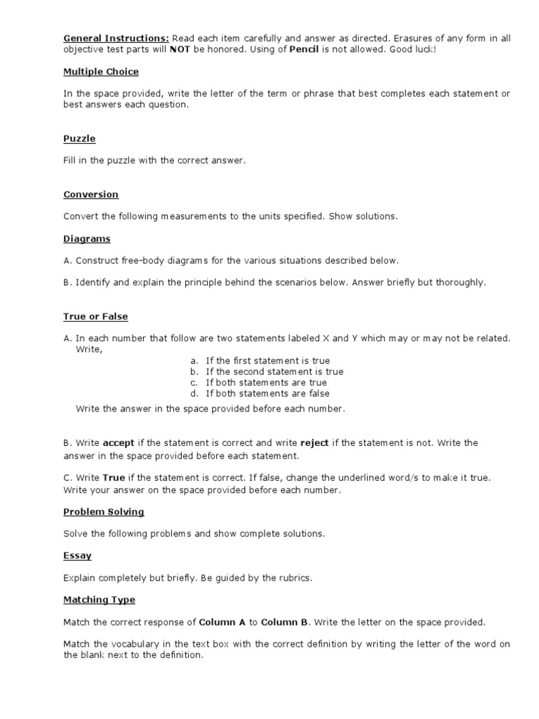 General Instructions: Read Each Item Carefully and Answer As Directed ...