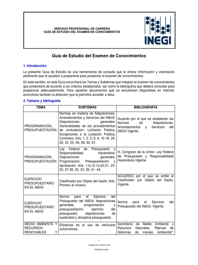 Guía de Estudio Del Examen de Conocimientos: 1. Introducción | PDF | Presupuesto | Gobierno
