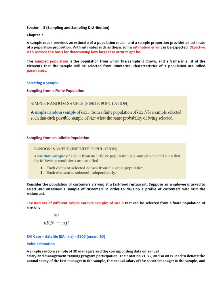 Session - 8-Sampling Distribution | PDF | Standard Error | Normal Distribution