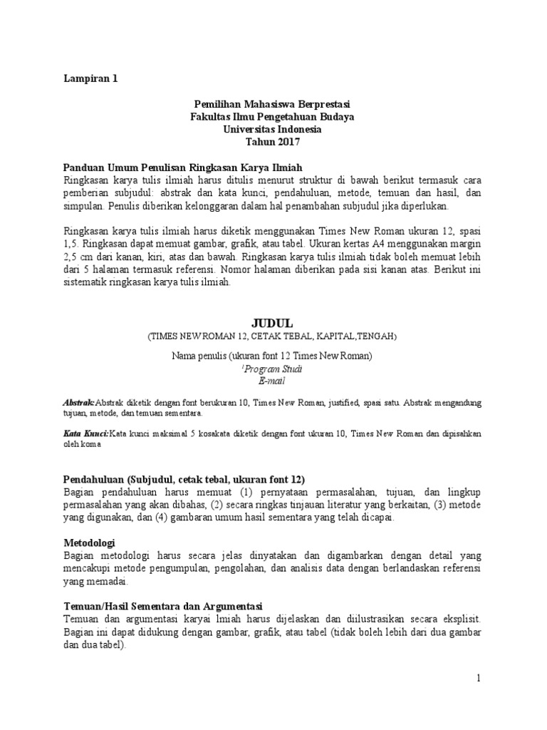 Lampiran 1 - Format Ringkasan Karya Ilmiah | PDF
