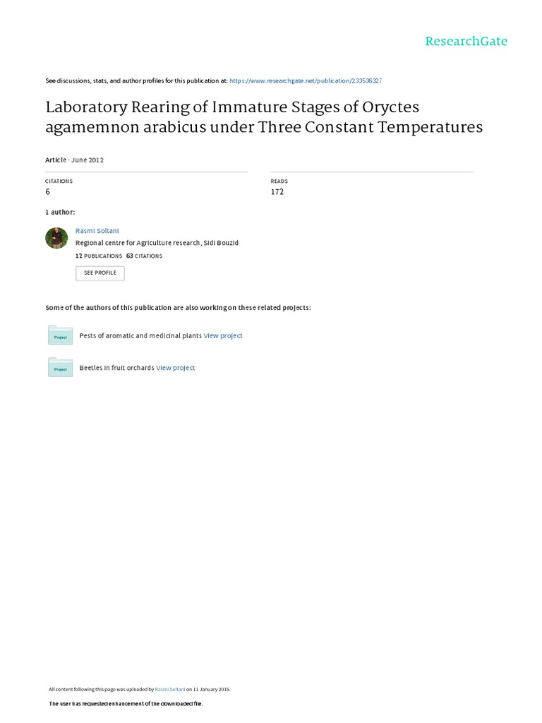 Laboratory Rearing of Immature Stages of Oryctes A | PDF | Pupa | Insects