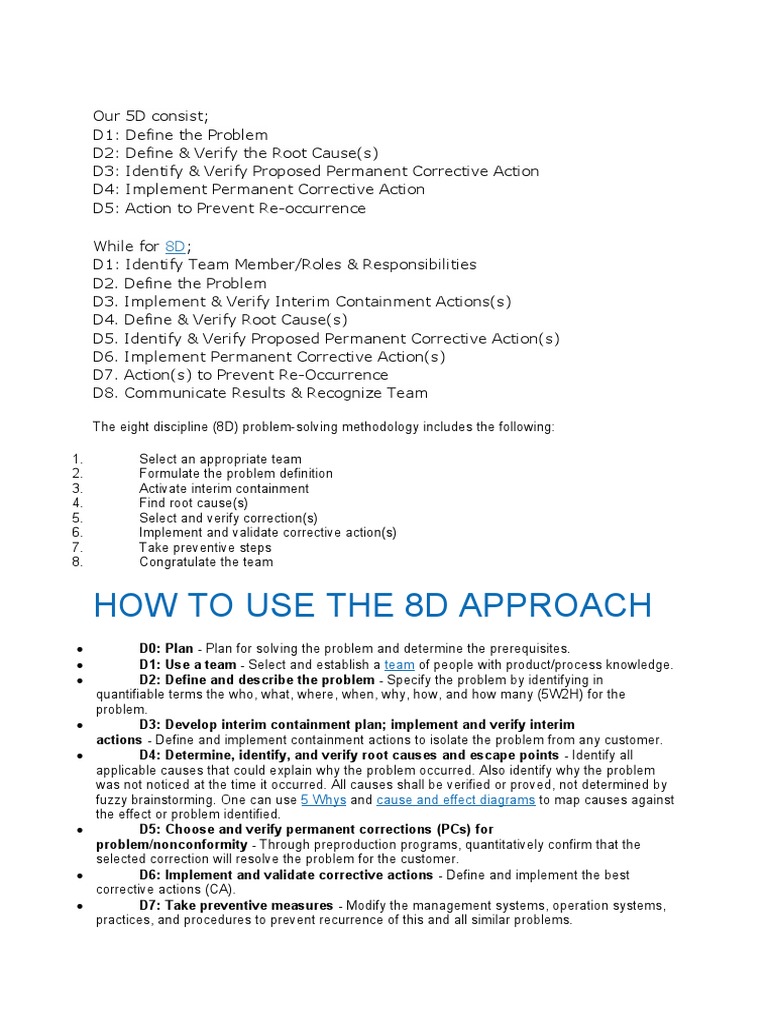 How To Use The 8D Approach | PDF | Systems Science | Cognition