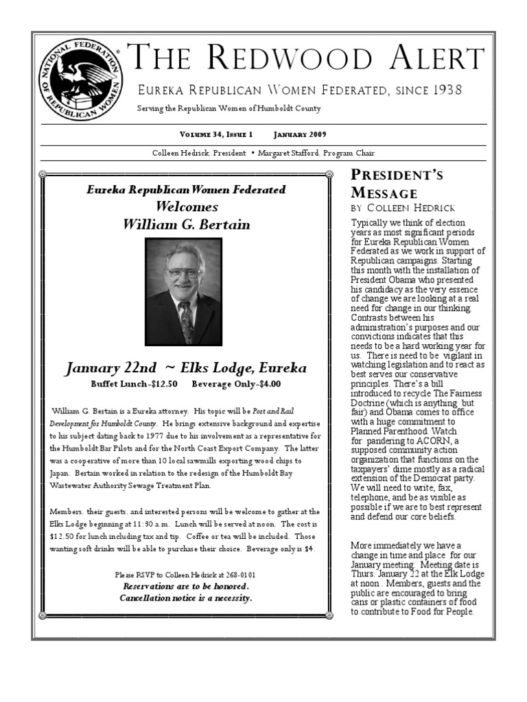 HRWF January 2009 Redwood Alert | PDF | Government