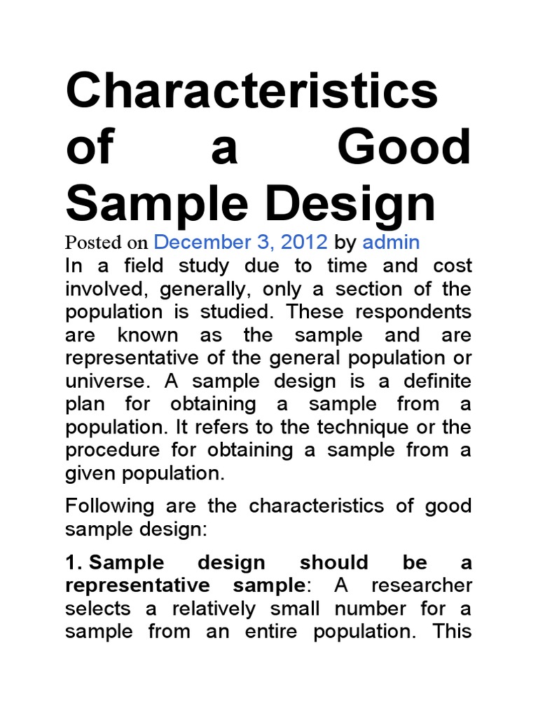 Characteristics of A Good Sample Design | PDF