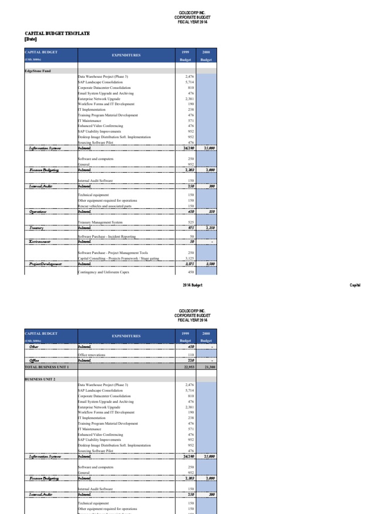 Capital Budget Plan For EdgeStone Fund | PDF | Software | Project ...