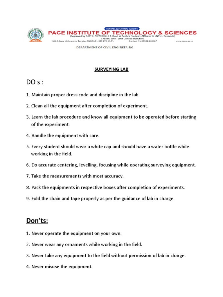 Survey Lab Procedures and Rules | PDF