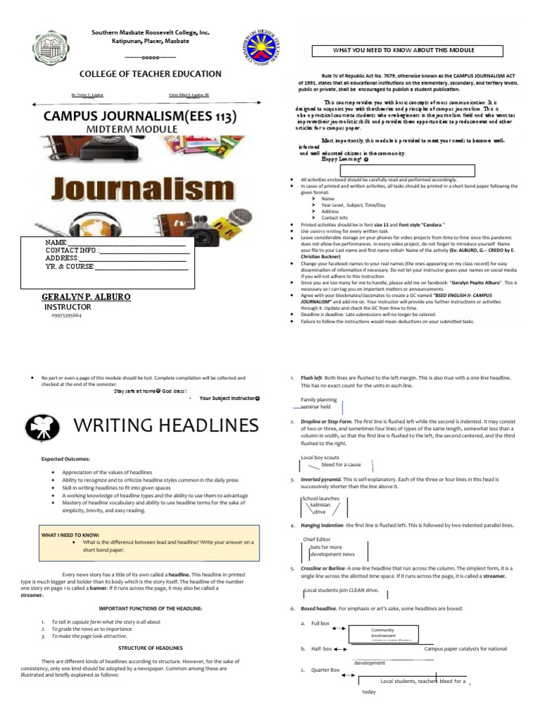 Campus Journ Module Midterm | PDF | News | Writers