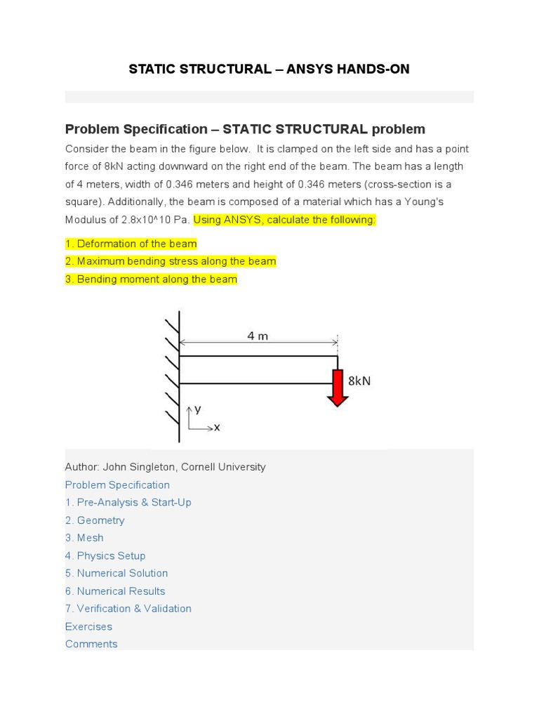 Static Analysis - Step by Step | PDF | Bending | Beam (Structure)